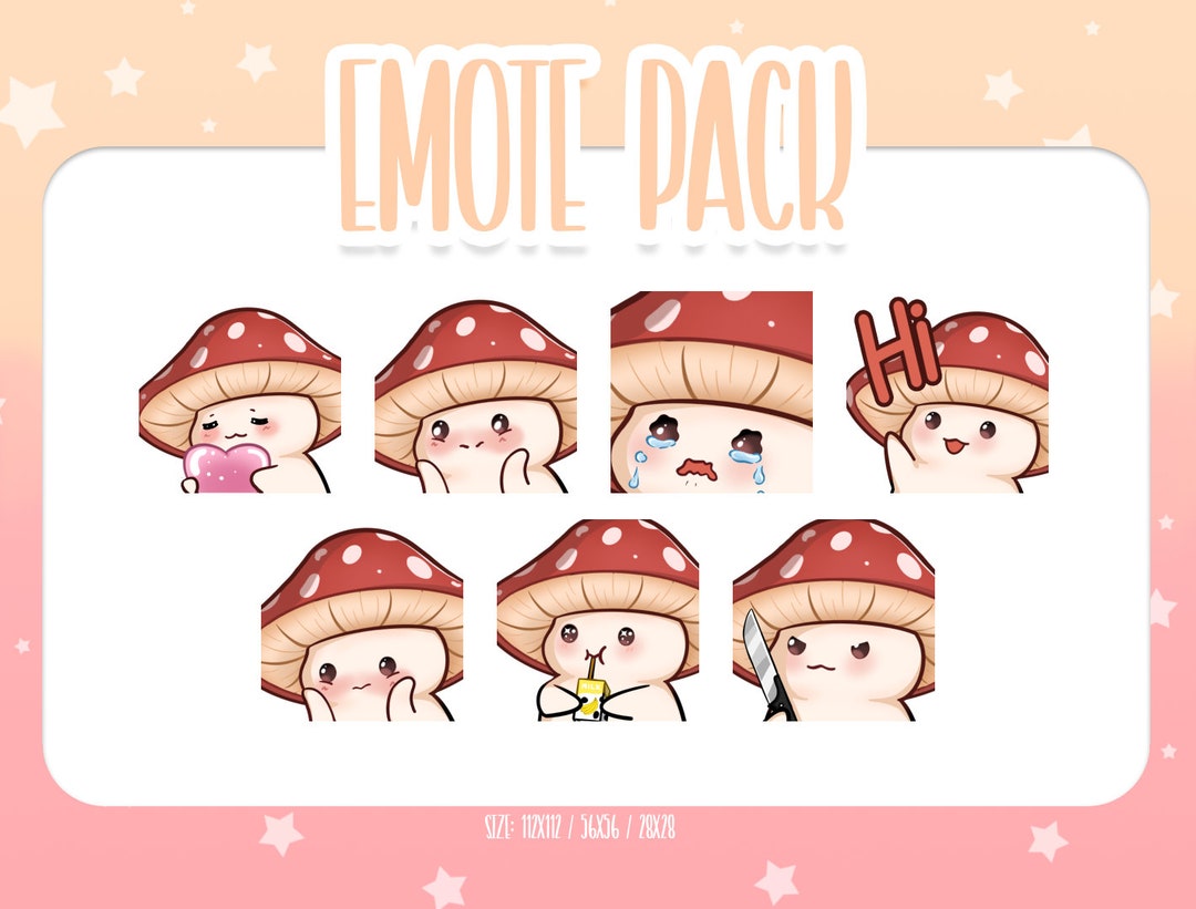 Chibi Mushroom Emotes Set, Cute Mushroom Twitch Emotes, Cute and Kawaii ...