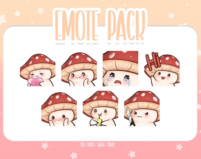 Cute Mushroom Emote Pack | Twitch Emotes |8 Emotes Ready to Use ...