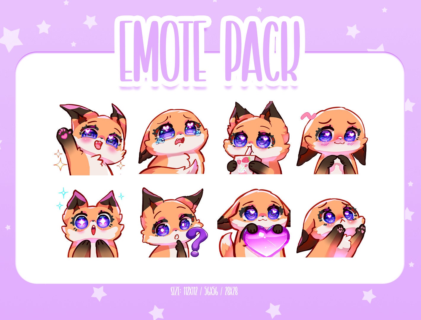 Chibi Fox Emotes Set, Cute Fox Twitch Emotes, Cute and Kawaii Emotes ...