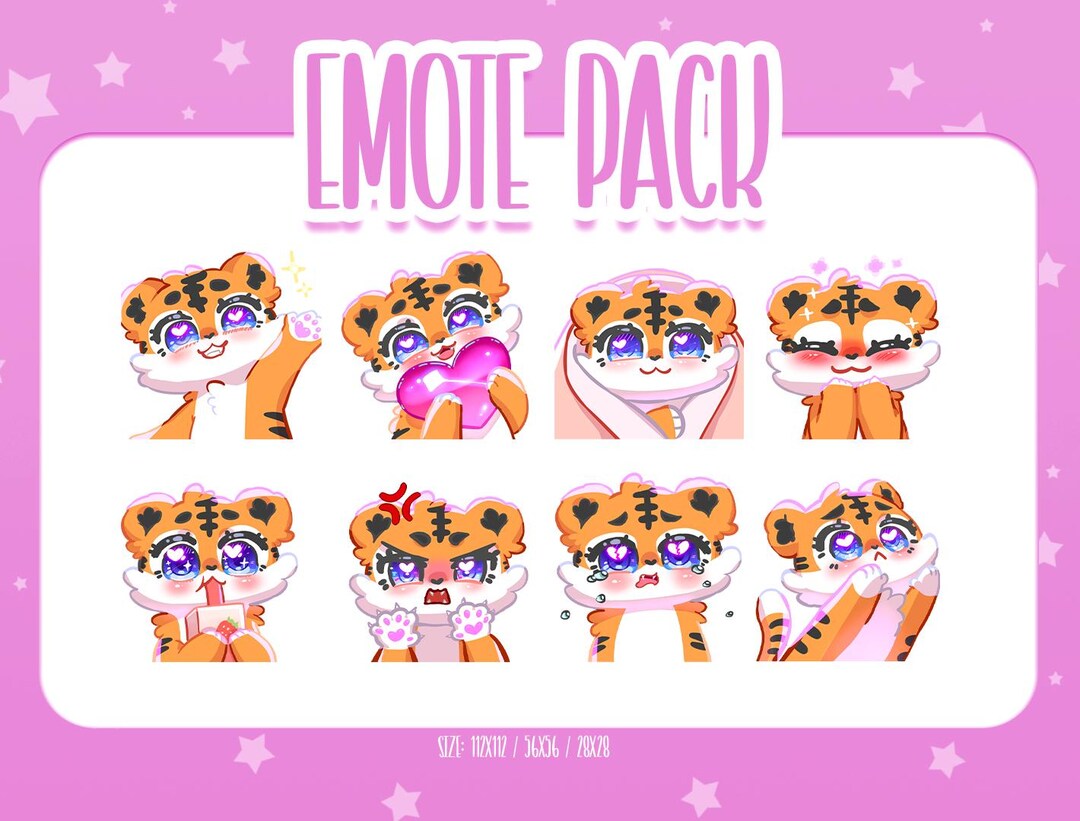 Cute Tiger Emote Set, Chibi Tiger Twitch Emotes, Cute and Kawaii Emotes ...