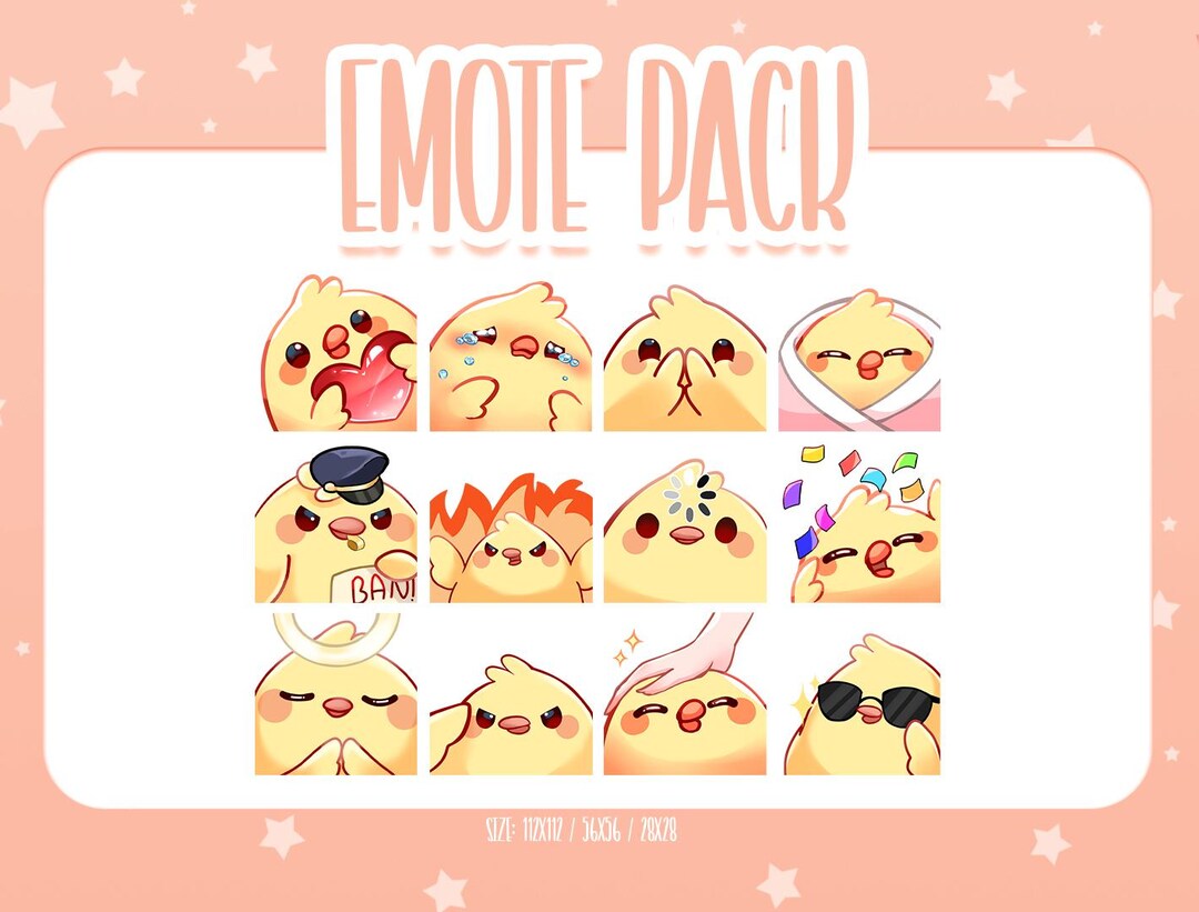 Cute Chick Emote Set 1, Chibi Chick Twitch Emotes, Cute and Kawaii ...