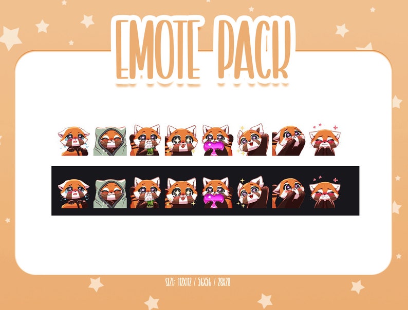 Chibi Red Panda Emotes Set, Cute Red Panda Twitch Emotes, Cute and ...