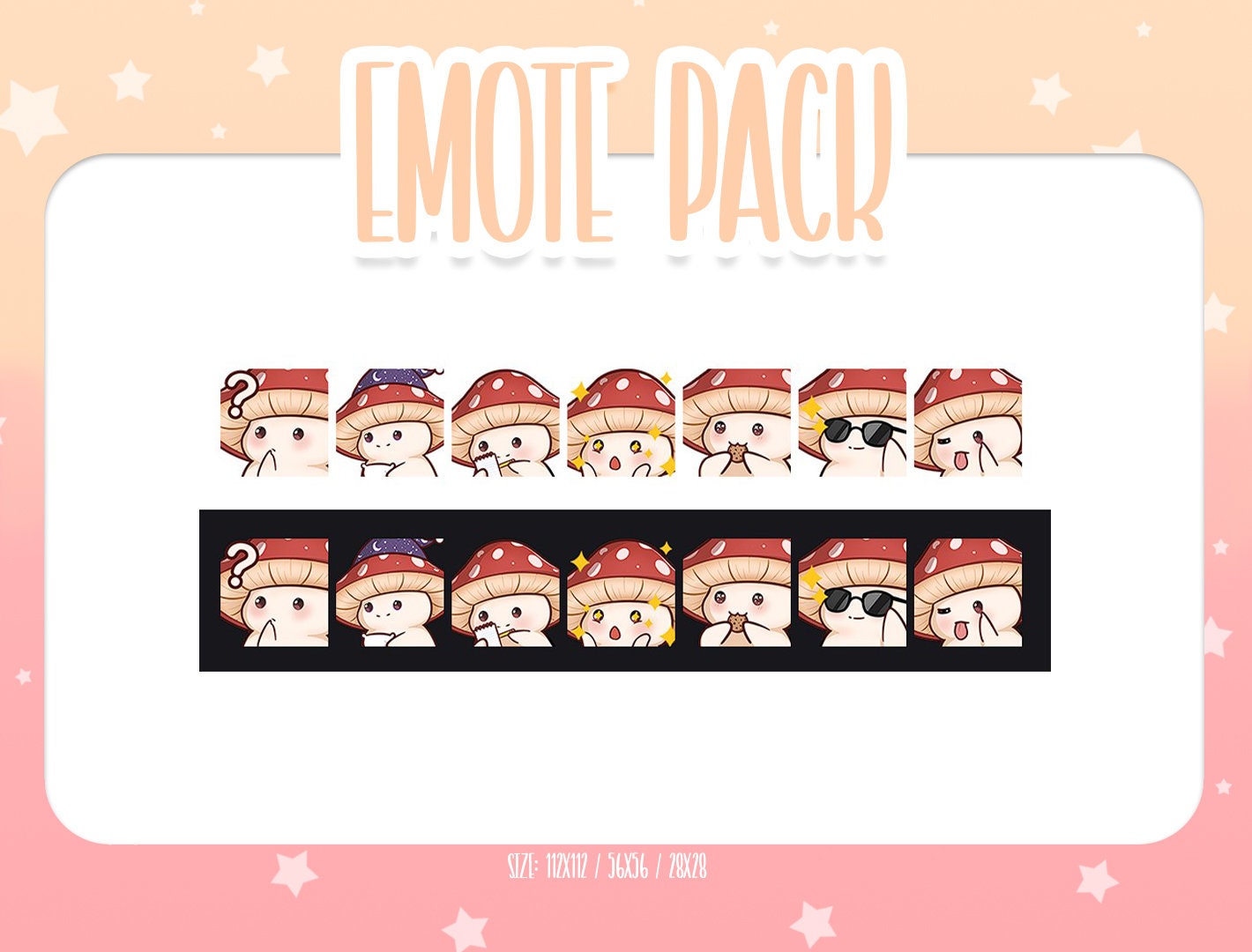 Cute Mushroom Emote Set 2, Chibi Mushroom Twitch Emotes, Cute and ...