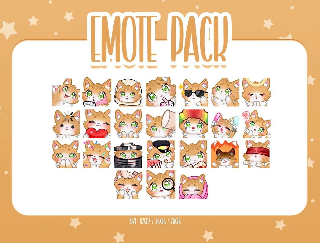 Cute Orange Cat Bundle Pack - 24 Emote, Cute Orange Cat Twitch Emotes ...