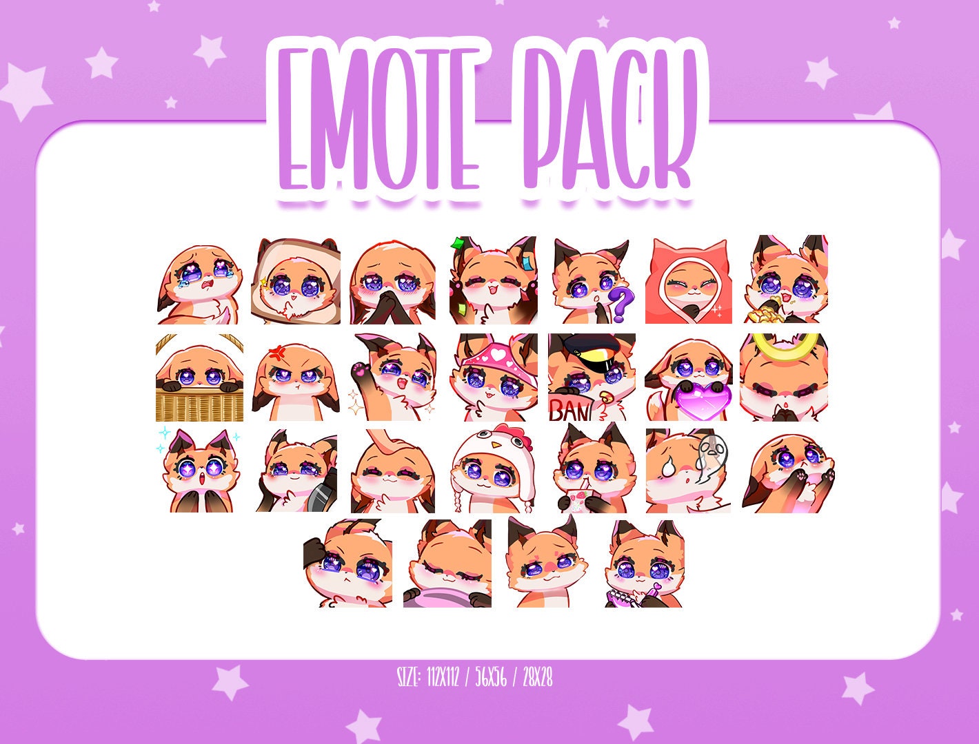 Cute Fox Bundle Pack - 25 Emote, Cute Fox Twitch Emotes, Cute and ...