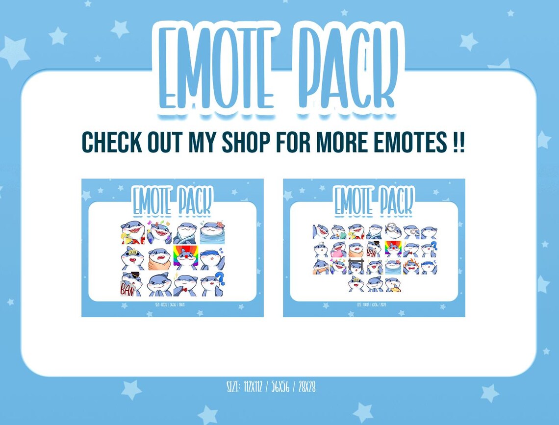 Cute Shark Emote Set 1, Chibi Shark Twitch Emotes, Cute and Kawaii ...
