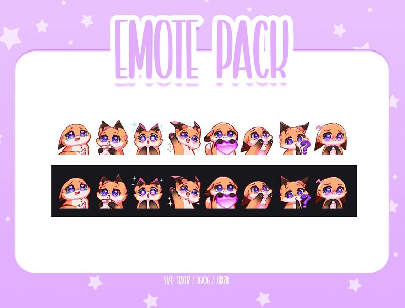 Chibi Fox Emotes Set, Cute Fox Twitch Emotes, Cute and Kawaii Emotes ...