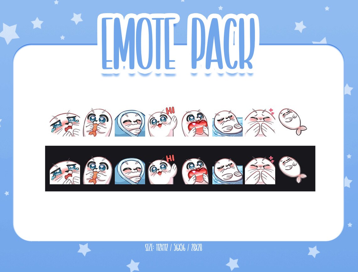 Chibi Seal Emotes Set, Cute Seal Twitch Emotes, Cute and Kawaii Emotes ...