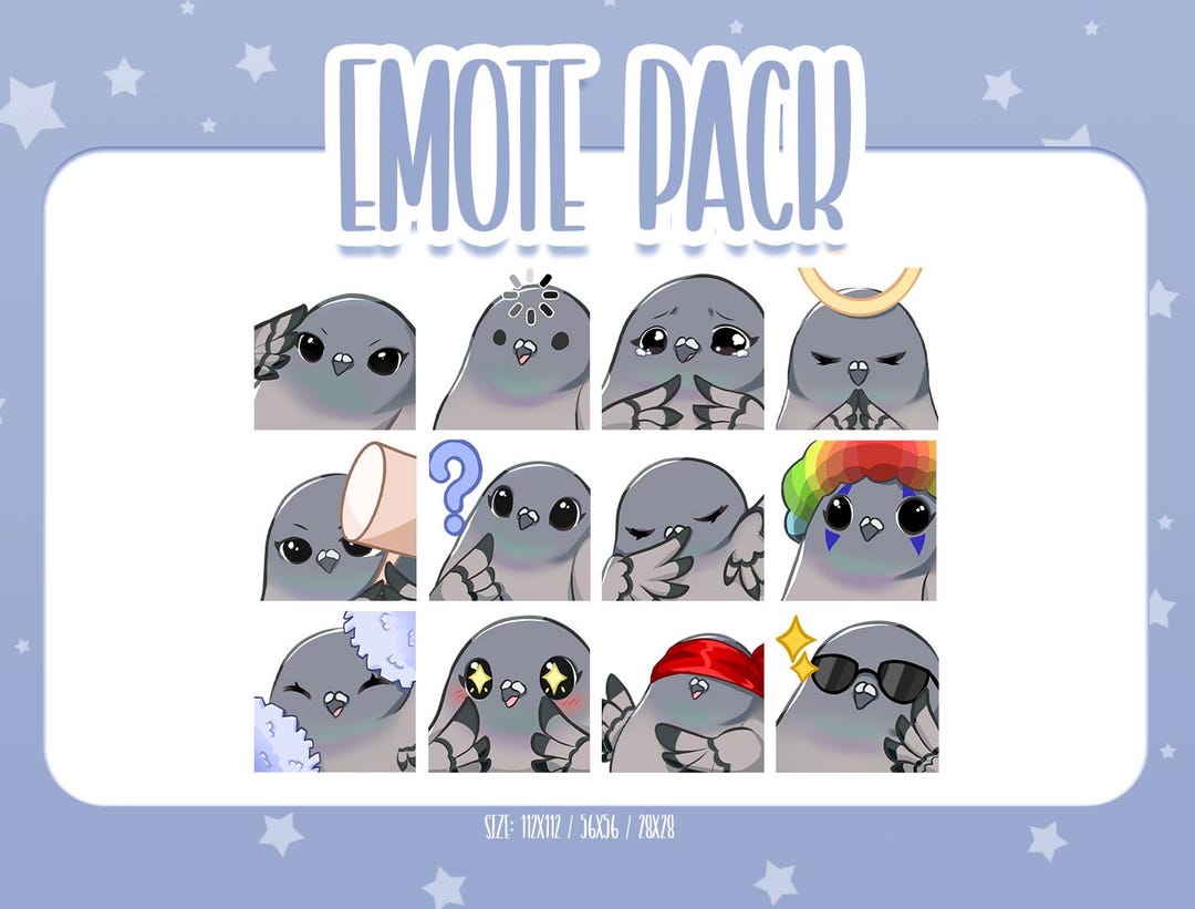 Cute Pigeon Emote Set 2, Chibi Pigeon Twitch Emotes, Cute and Kawaii ...