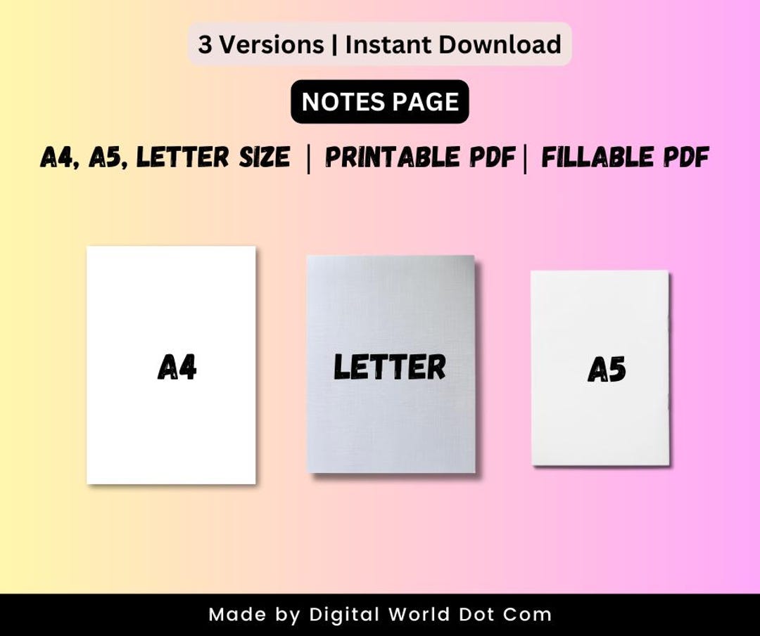 Printable Notes Page, Lined Notes Template for Note Taking, Writing ...