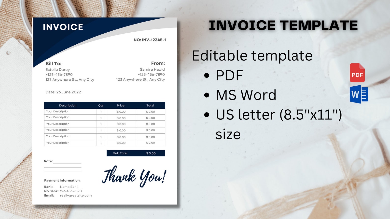 Invoice Template PDF, Invoice Template Word, Business Invoice, Invoice ...
