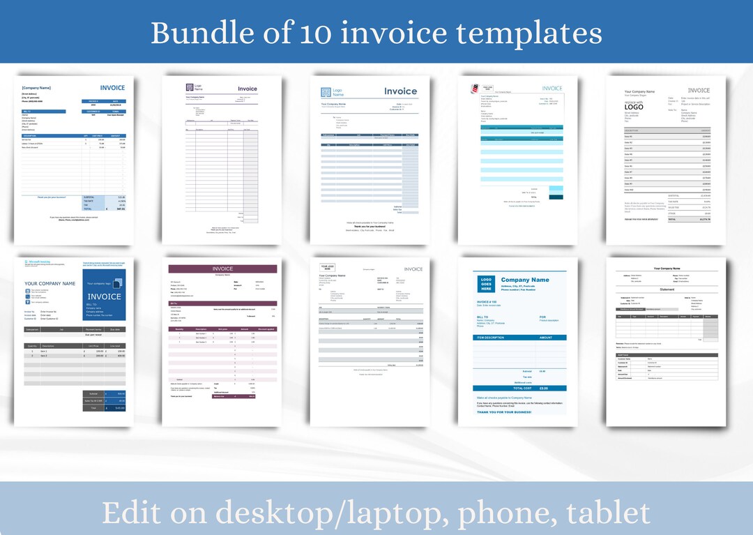Invoice Template Excel, Excel Invoice Template Spreadsheet, Invoice ...