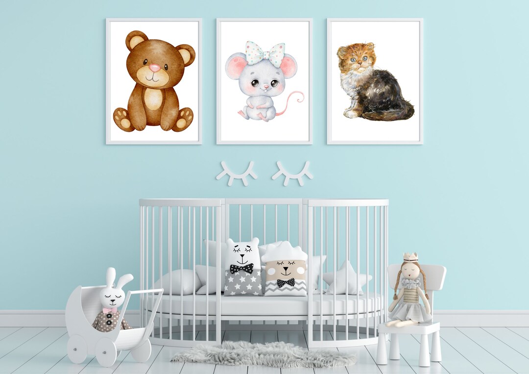 Bundle of 9, Cute Animals Printable, Cute Animals, Kids Room Decor ...