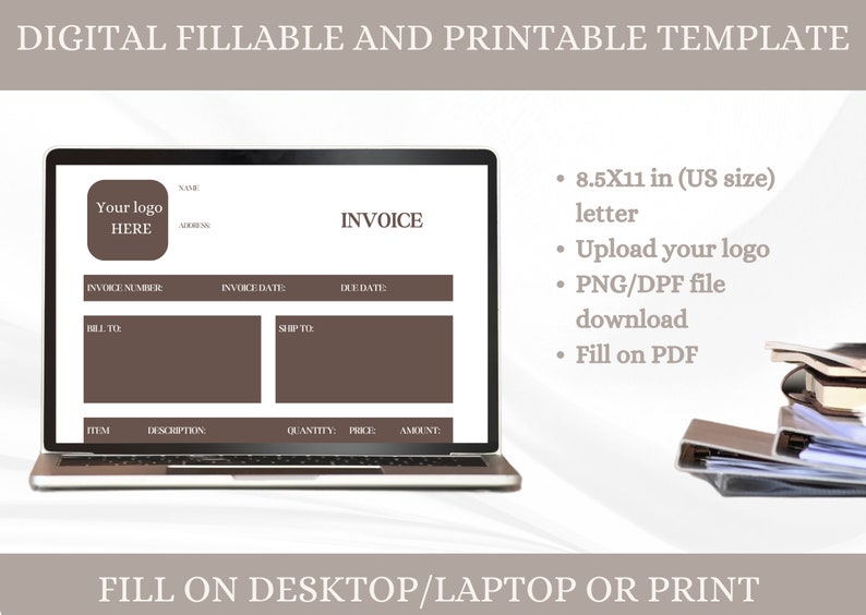 Invoice Template Fillable, Small Business Custom Order Form Printable ...