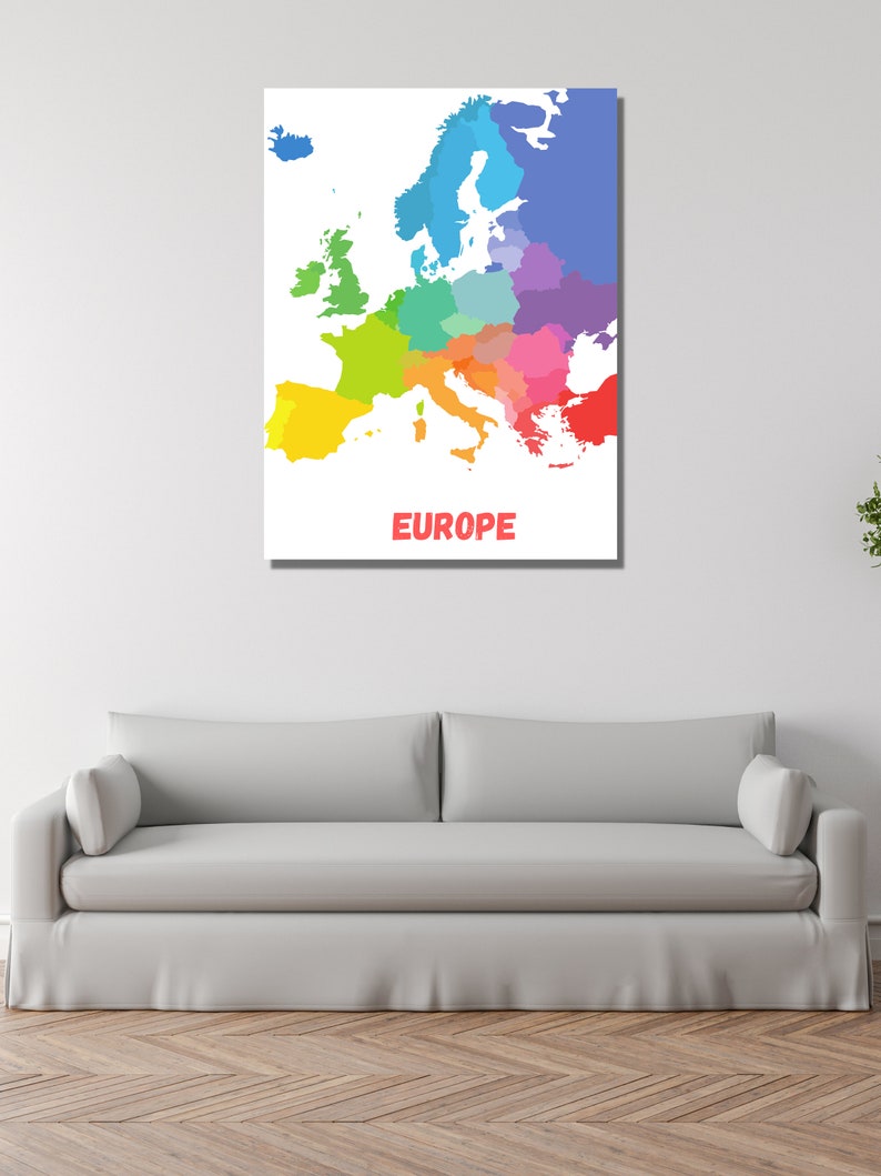Europe Map Education Printable, European Colorful Homeschool Learning ...