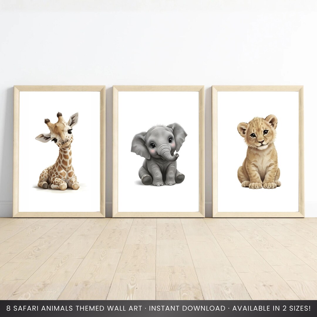 03 Safari Animal Prints Set, Safari Nursery Decor, Jungle Animal Prints ...