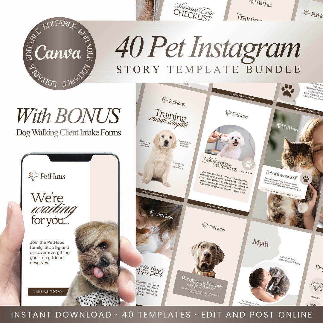 Editable Pets Instagram Story Template, Social Media Template, Pet ...