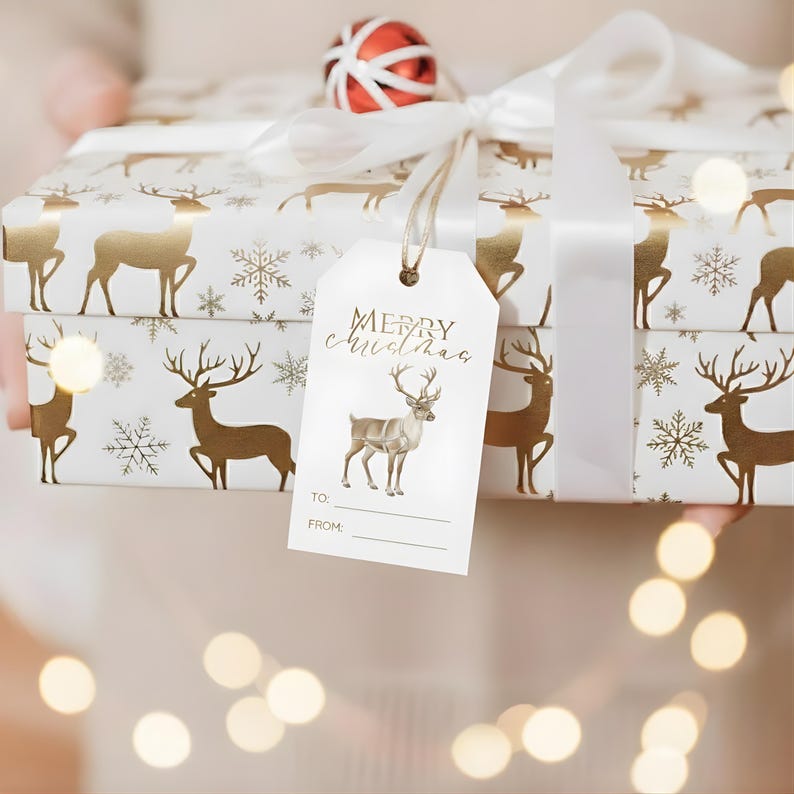 White Christmas Gift Tag Set, Country Favor Tags Boho Farmhouse ...