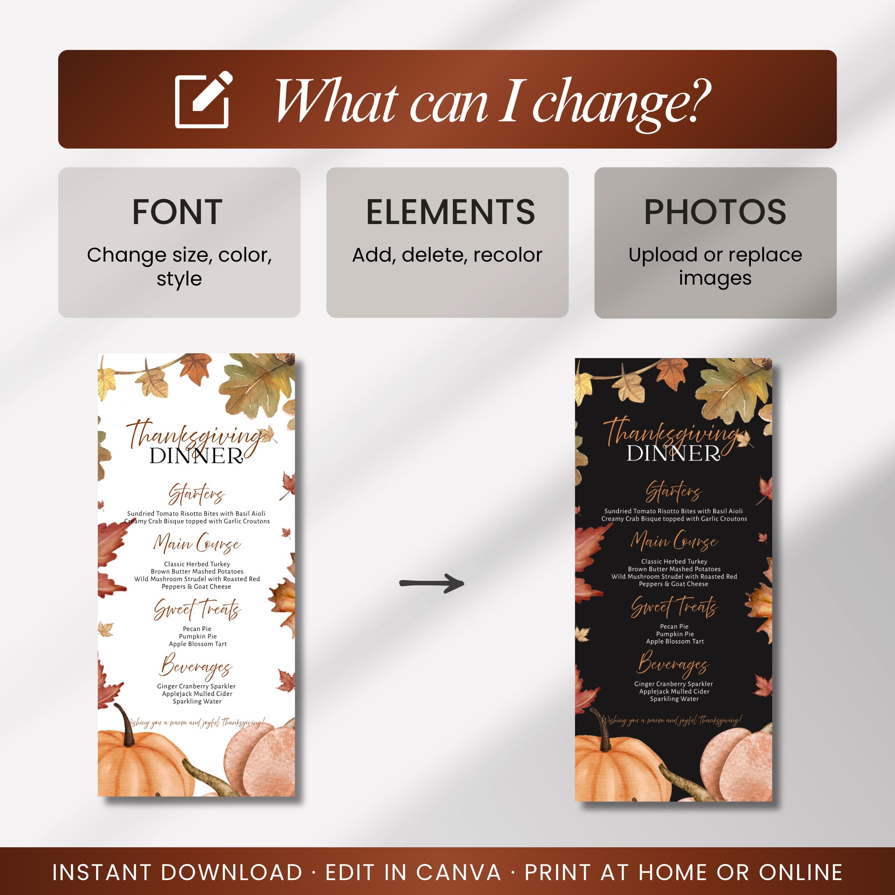Editable Thanksgiving Dinner Menu | Pumpkin Thanksgiving Dinner Menu ...