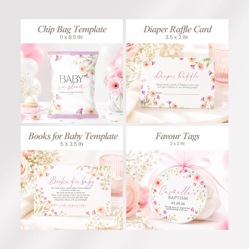 Baby in Bloom Baby Shower Bundle Template | Wildflower Baby Shower ...