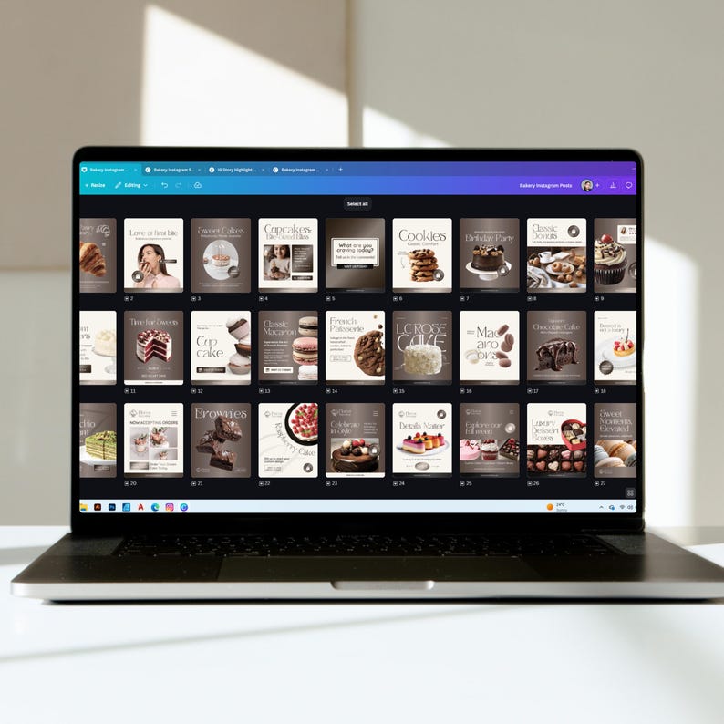60 Luxury Bakery Instagram Template Canva | Editable Post and Story ...