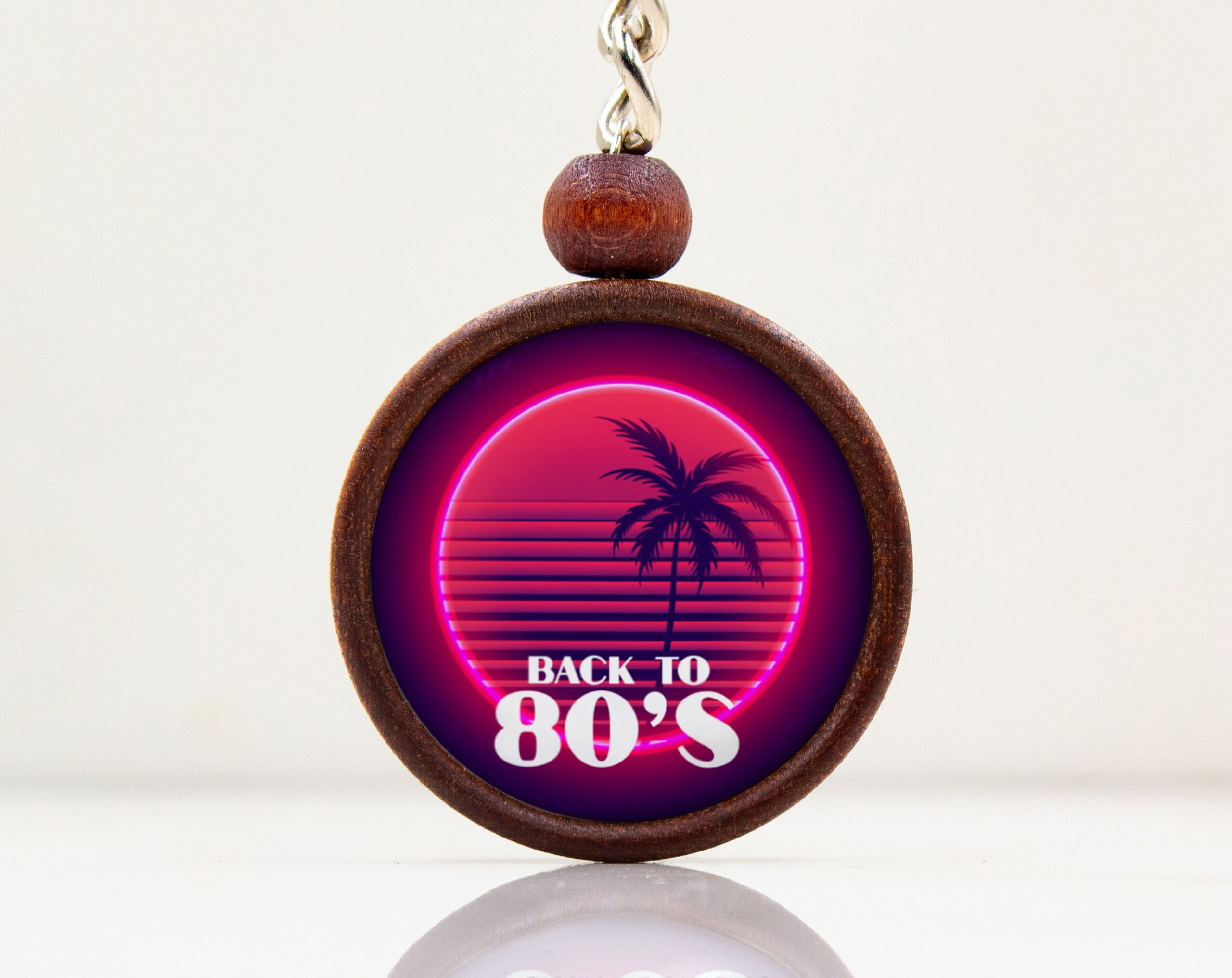 Back to 80s Keychain With Photo for Retro Gifts 80s Theme - Etsy