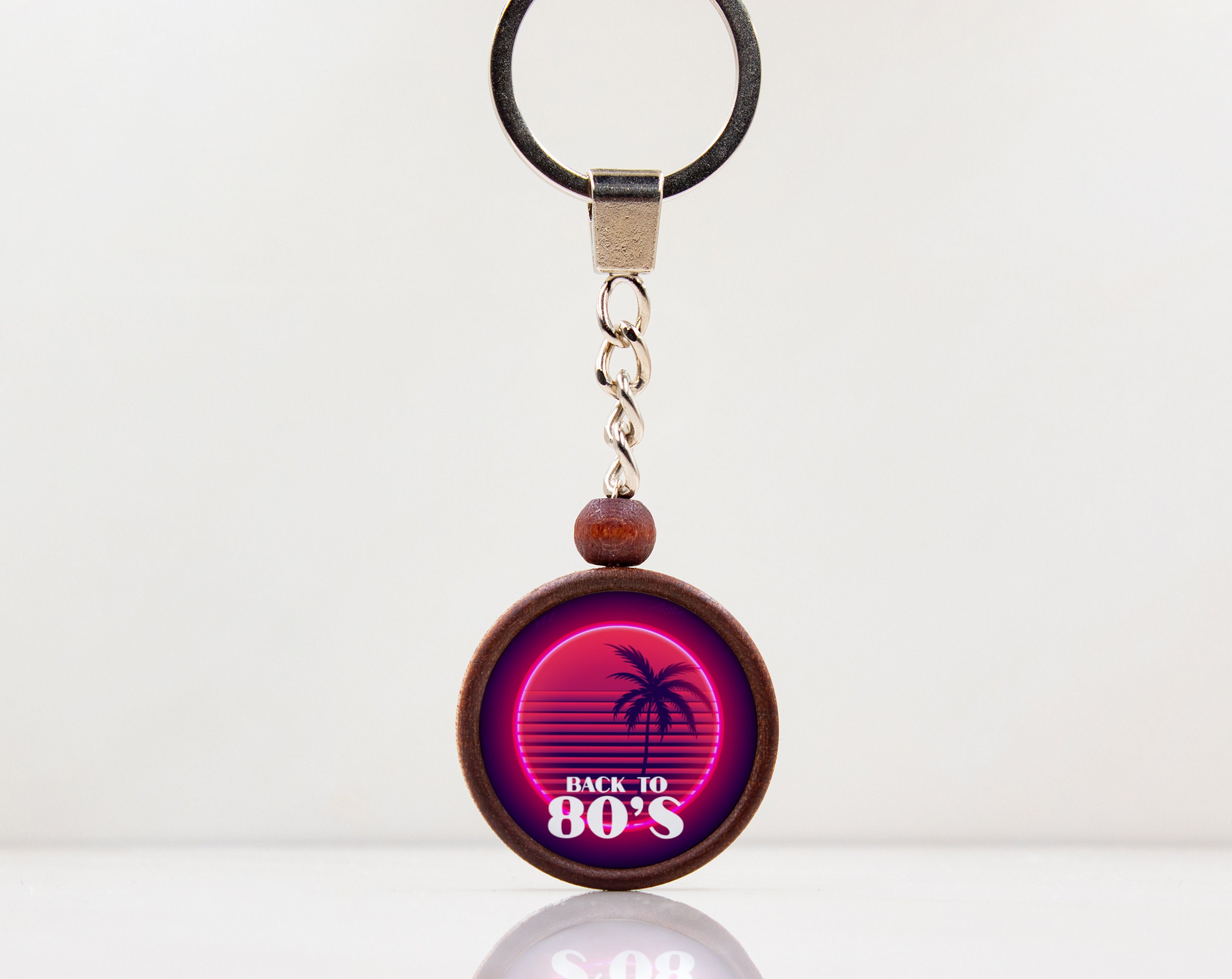 Back to 80s Keychain With Photo for Retro Gifts 80s Theme - Etsy