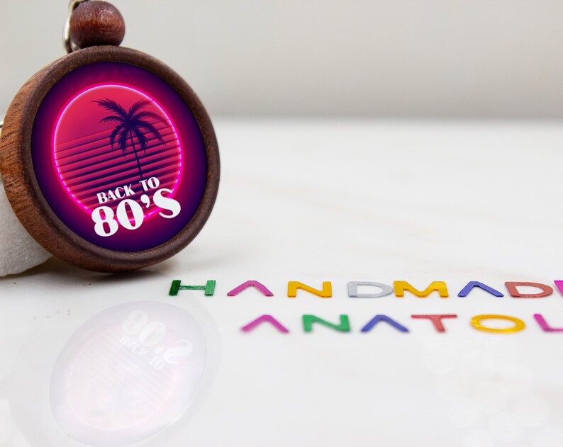 Back to 80s Keychain With Photo for Retro Gifts 80s Theme - Etsy