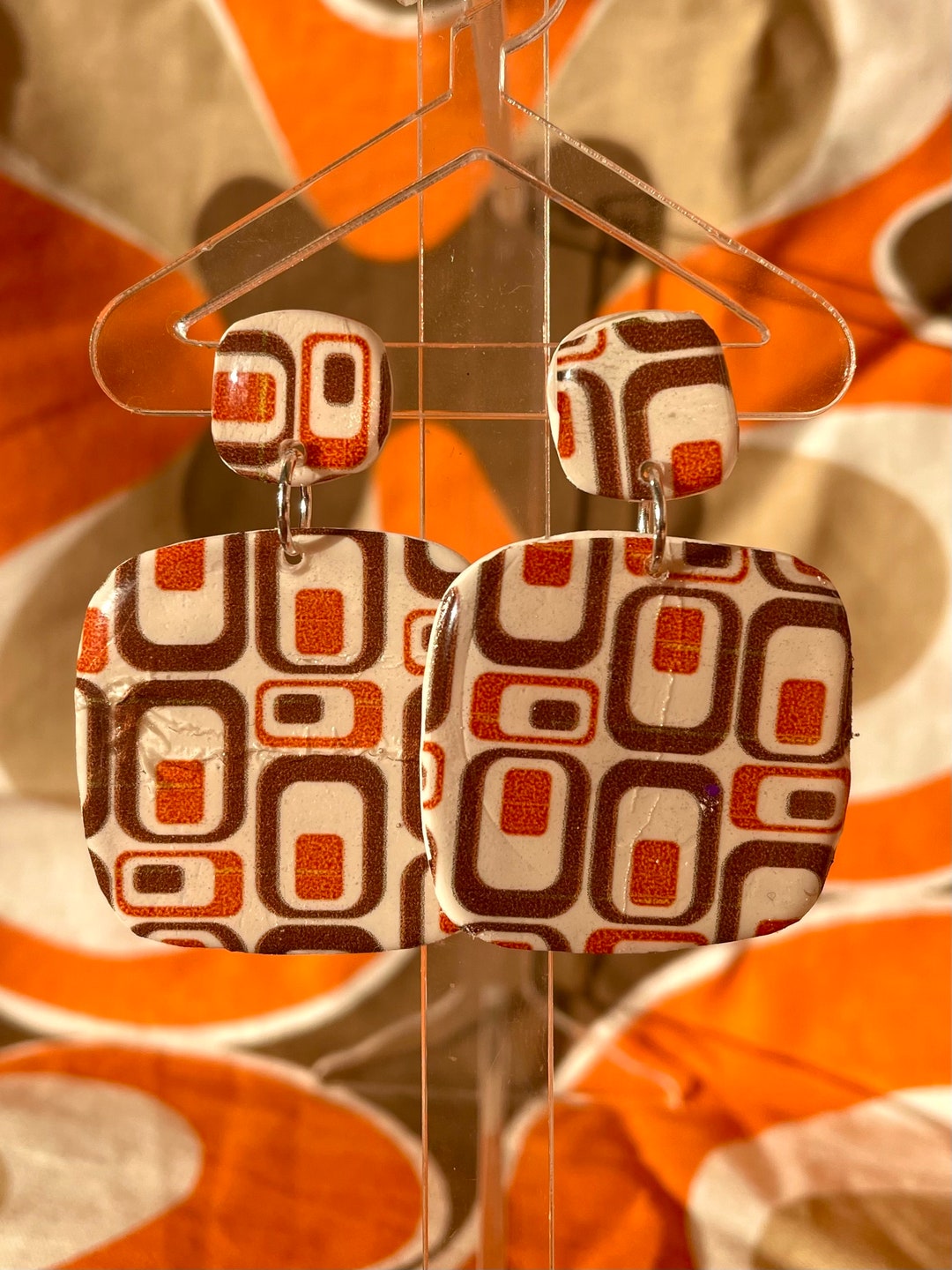 Space Age Handmade Square Dangling Earrings Inspired by 60s-70s ...
