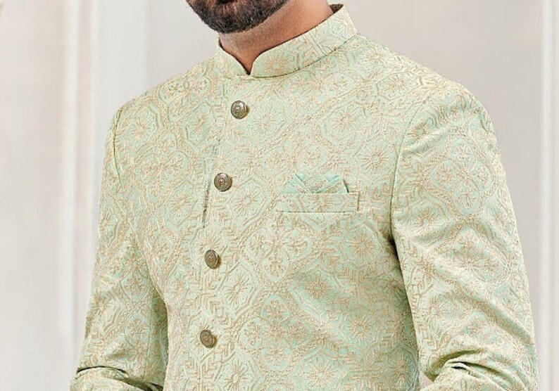 MINT GREEN SHERWANI Groom, Groom Wedding Dress, Green Sherwani, Groom ...