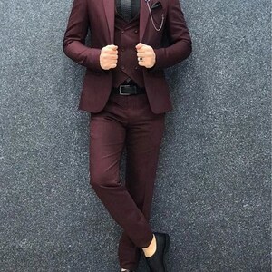FINEST PLUM SUIT Men, Men Suit 3 Piece, Men Dinner Suit Plum, Groom ...