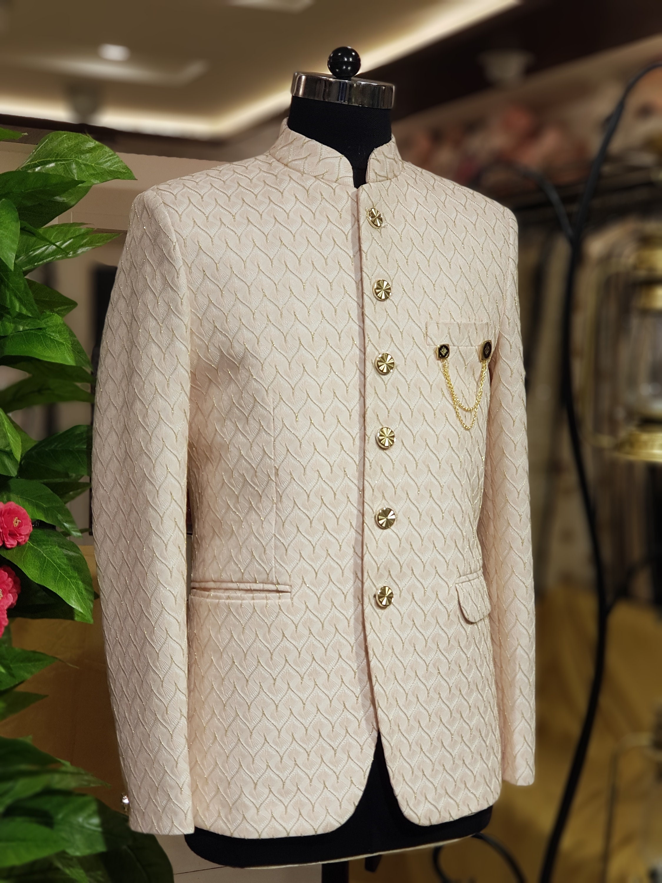 PINK JODHPURI SUIT, Pink Prince Coat, Groom Engagement Dress, Groom ...