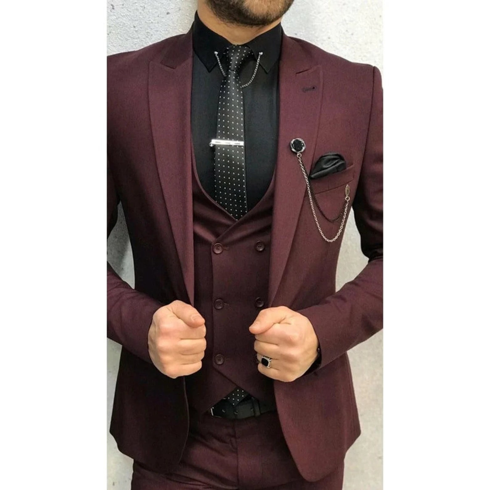 FINEST PLUM SUIT Men, Men Suit 3 Piece, Men Dinner Suit Plum, Groom ...