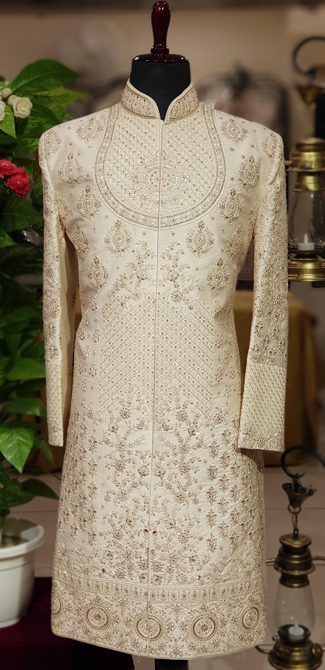 ROSE GOLD SHERWANI Groom, Groom Wedding Dress, Rose Gold Sherwani ...