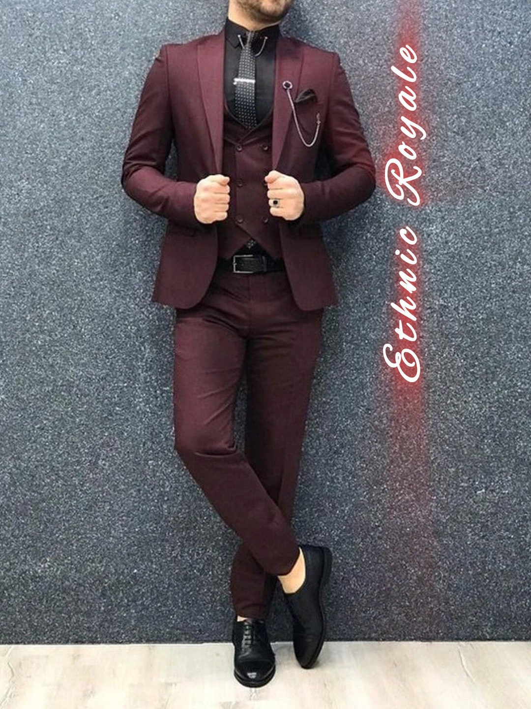 FINEST PLUM SUIT Men, Men Suit 3 Piece, Men Dinner Suit Plum, Groom ...