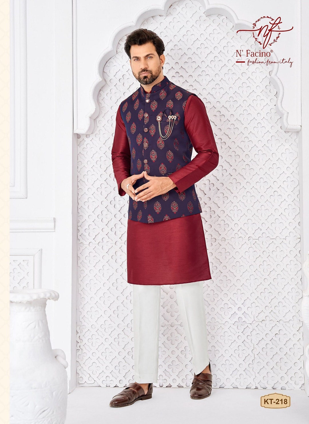 MAROON KURTA JACKET Set, Indian Jacket Kurta, Nehru Jacket Kurta ...
