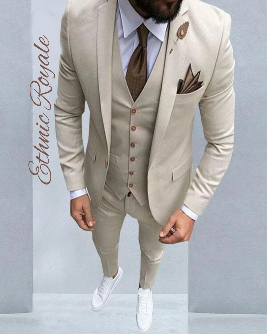 FINEST BEIGE SUIT Men, Men Suit 3 Piece Beige, Men Dinner Suit Beige ...