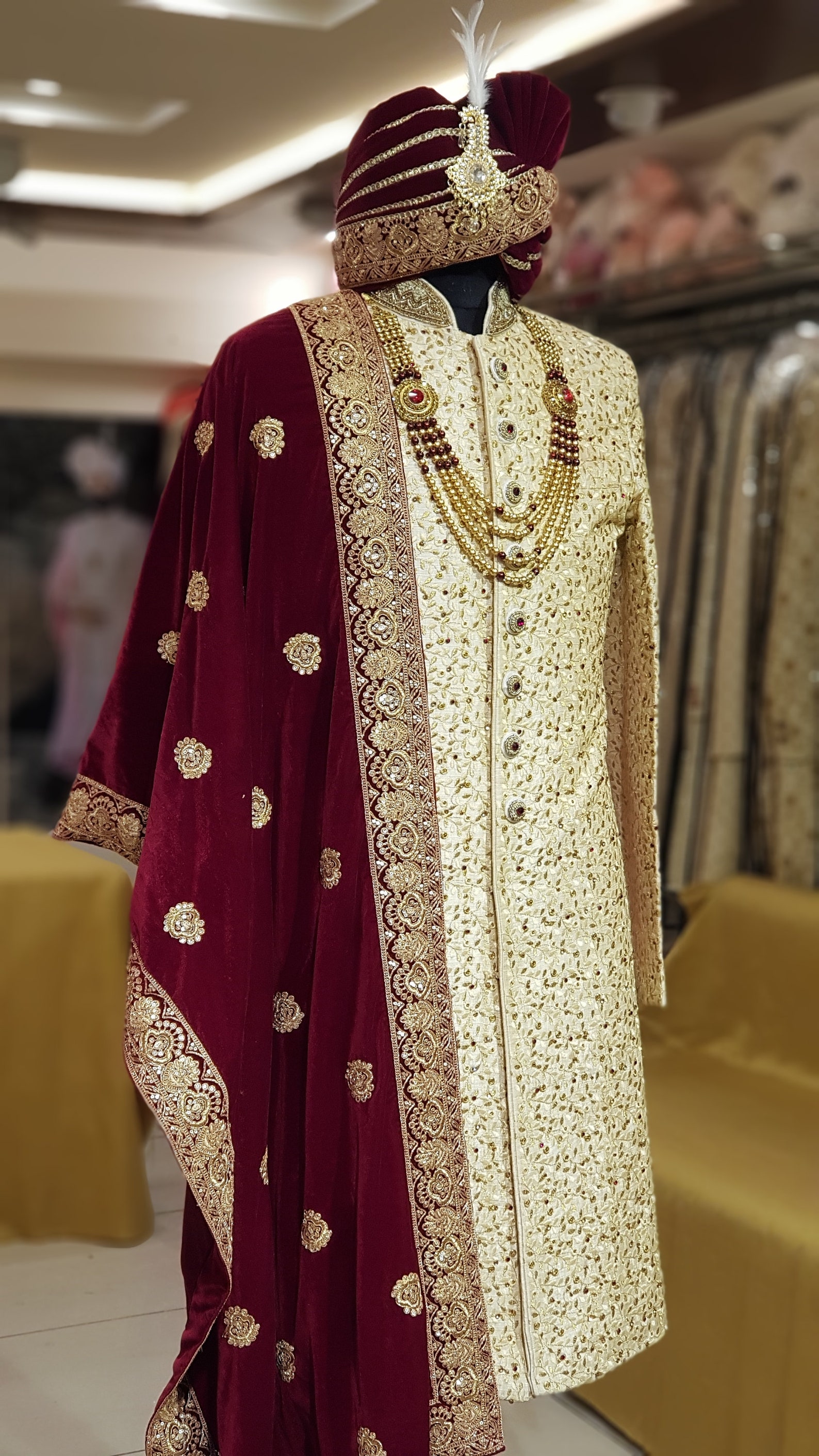 GLORIOUS CREAM GROOM Outfit, Men Engagement Dress, Groom Reception ...