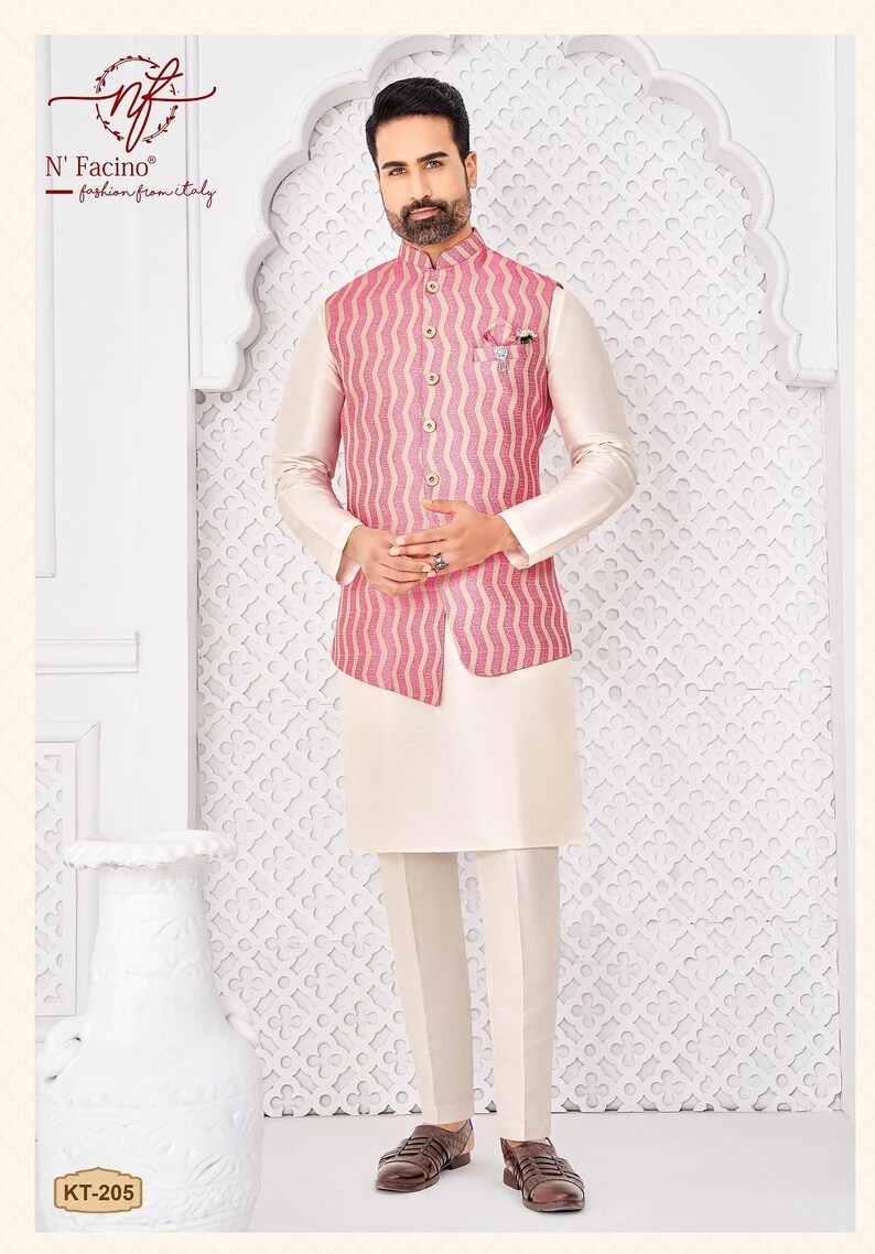 PINK KURTA JACKET Set, Indian Jacket Kurta, Nehru Jacket Kurta, Pink ...