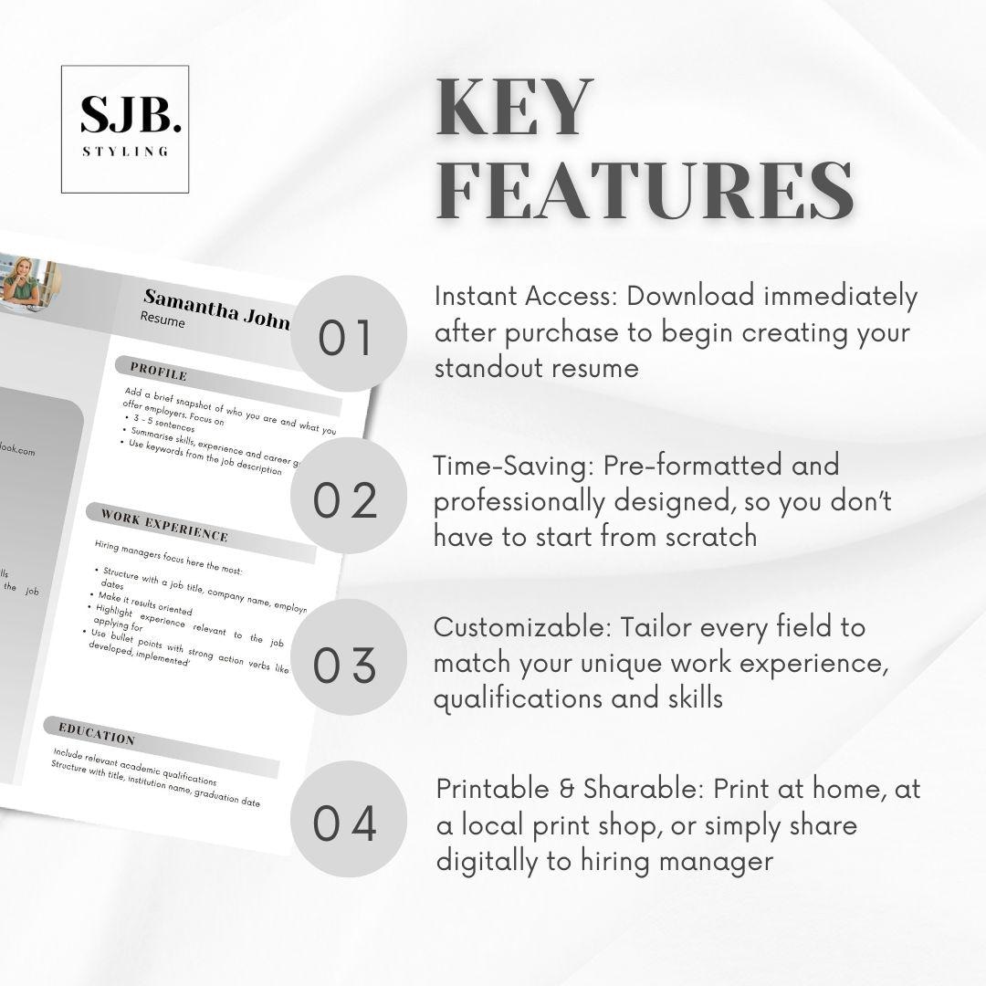 Job Application Bundle Digital Download Editable Resume Template ...