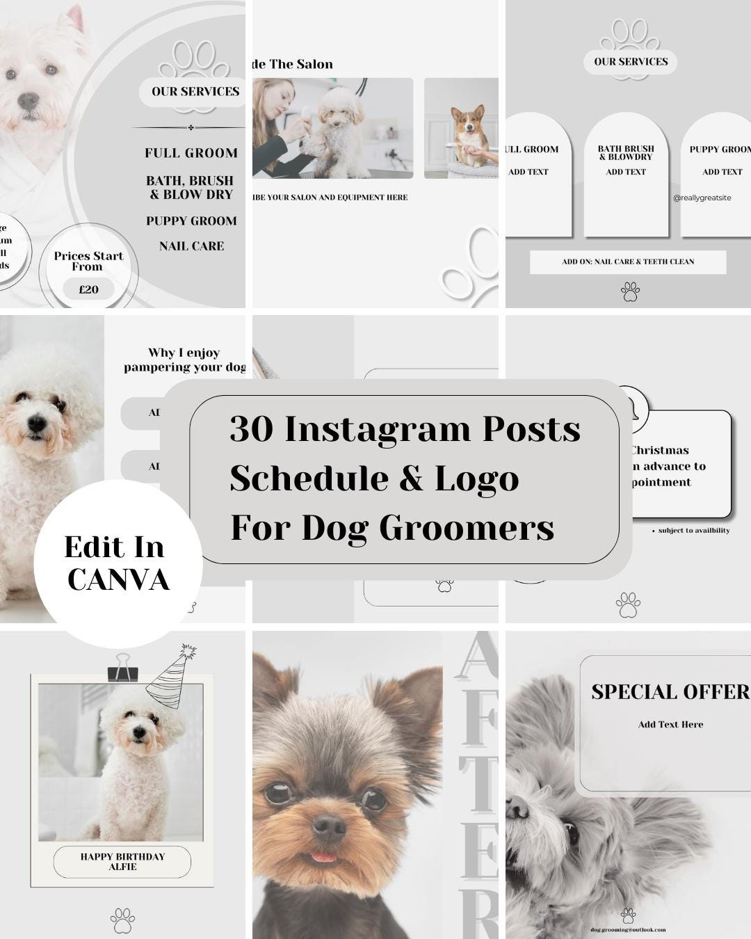Social Media Templates, Dog Grooming Social Media Posts Aesthetic ...