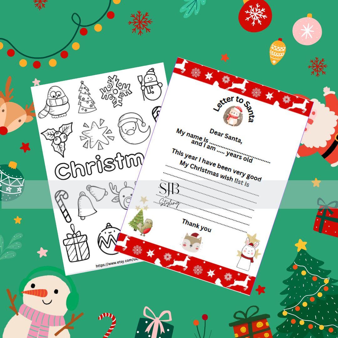 Printable Digital Christmas Letter to Santa With Colouring Pages - Etsy UK