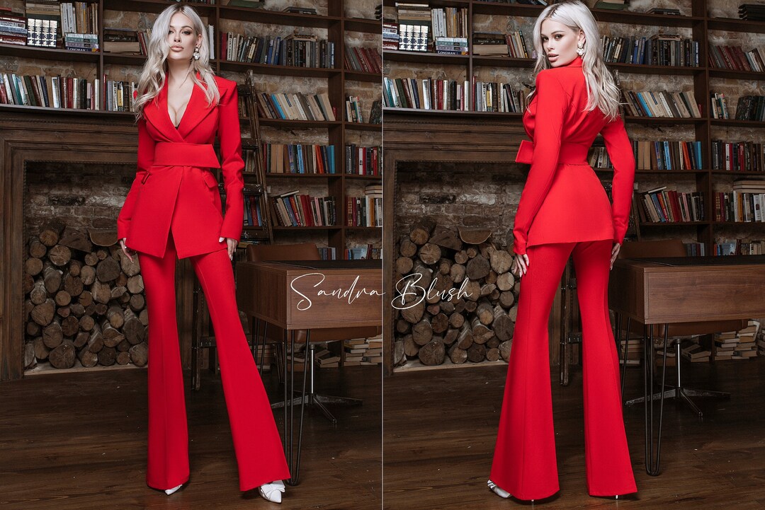 Red Women Suit Red Suit for Women Formal Red Suit Flared - Etsy