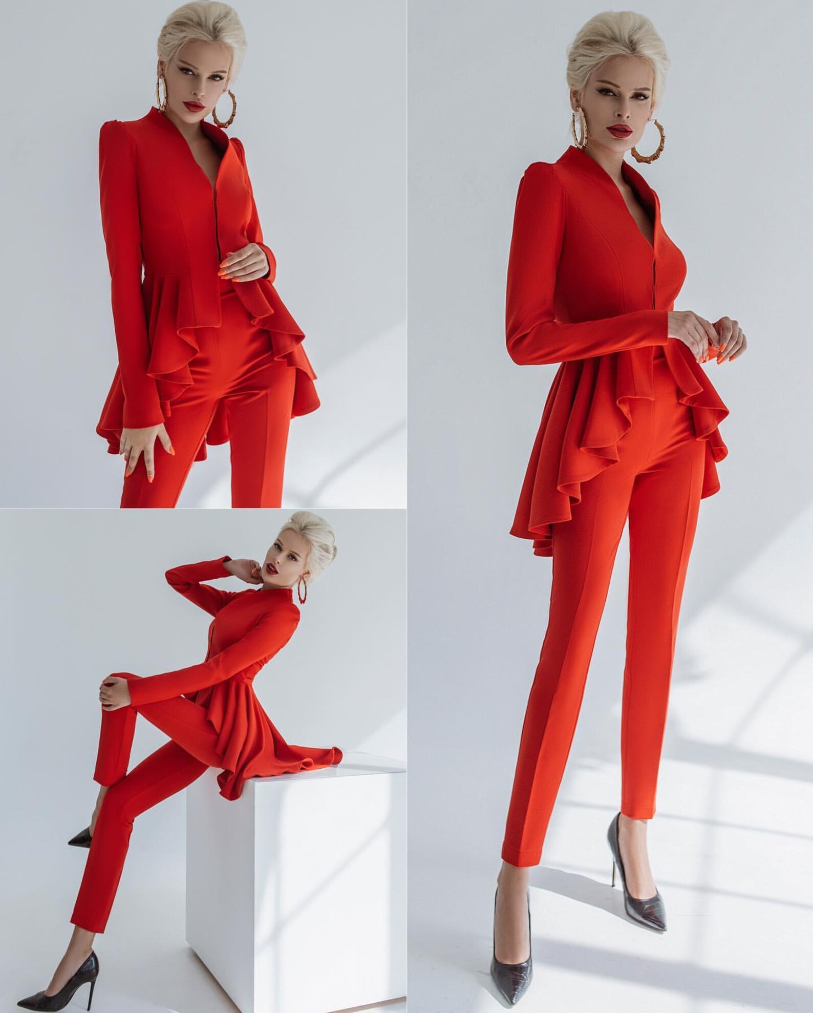 Peplum Suit, Basque Blazer Suit, Suit With Basque, Peplum Suit, Peplum ...