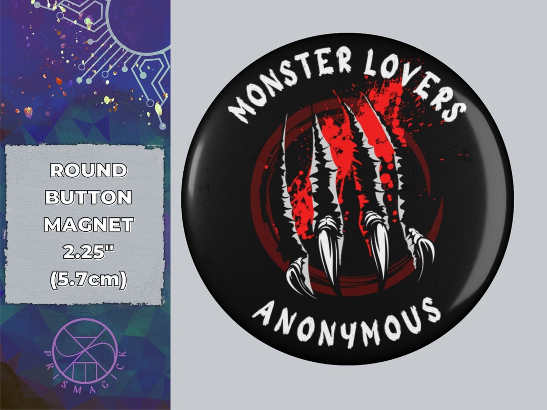 Monster Lovers Anonymous Button Magnet for Fridge Wall Planner Locker ...
