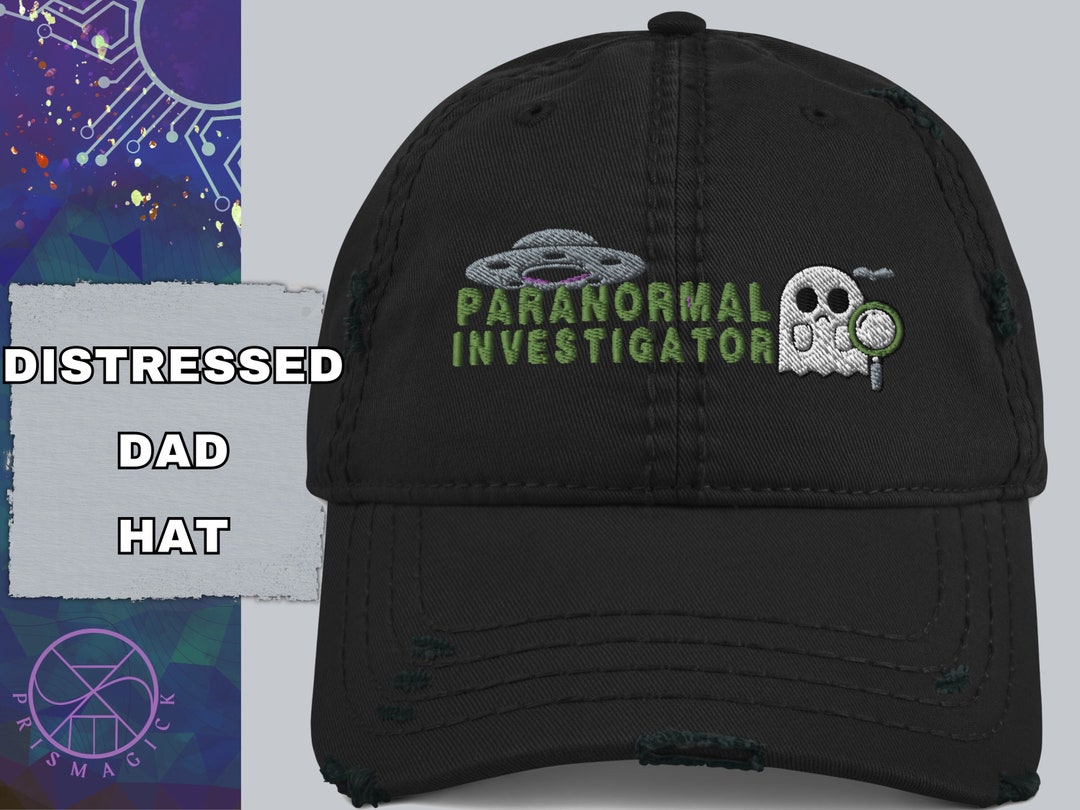 Paranormal Investigator Distressed Dad Hat Cute Ghost Design Gift for ...