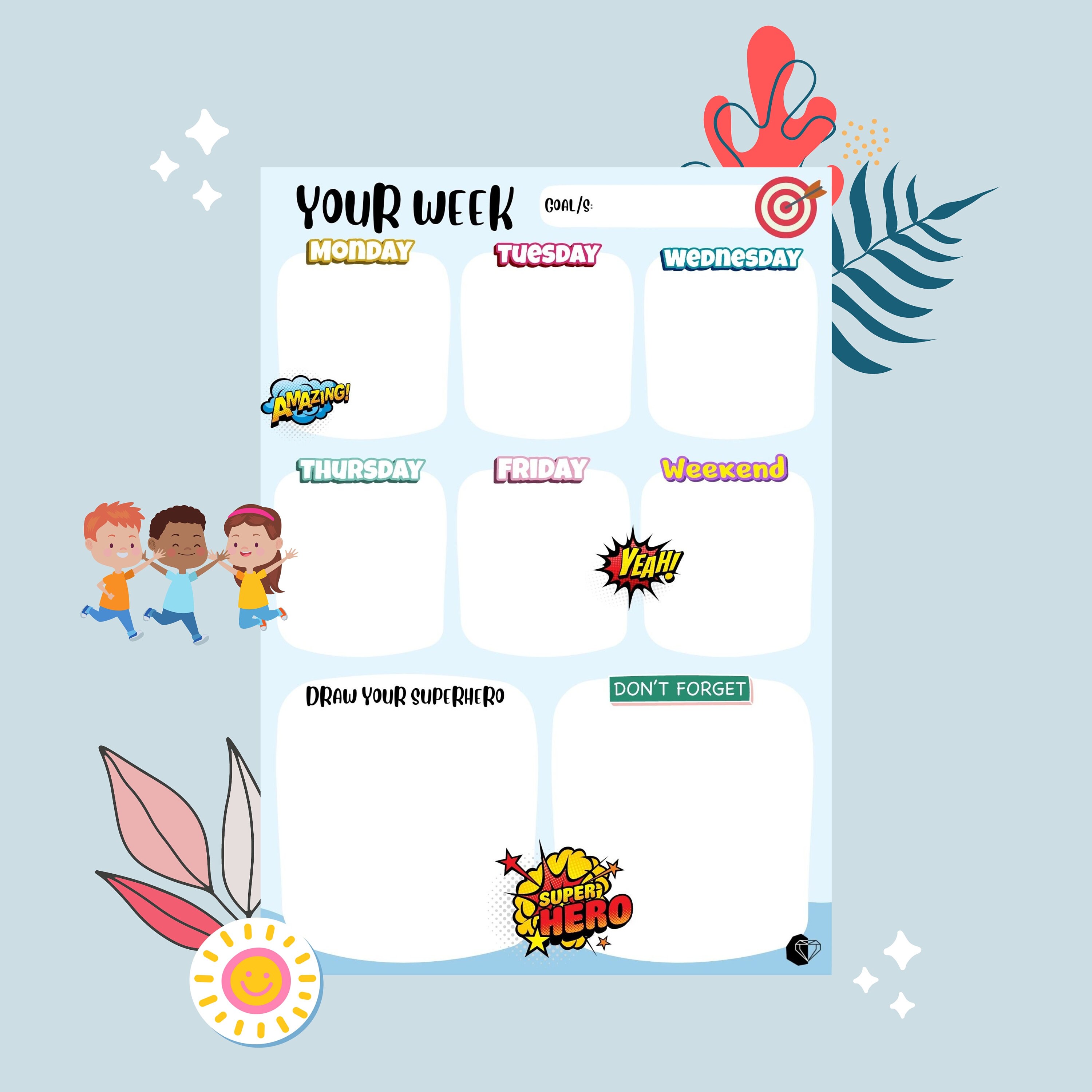 Printable Planner Set Simple, Colorful Single Page Planners Monthly ...
