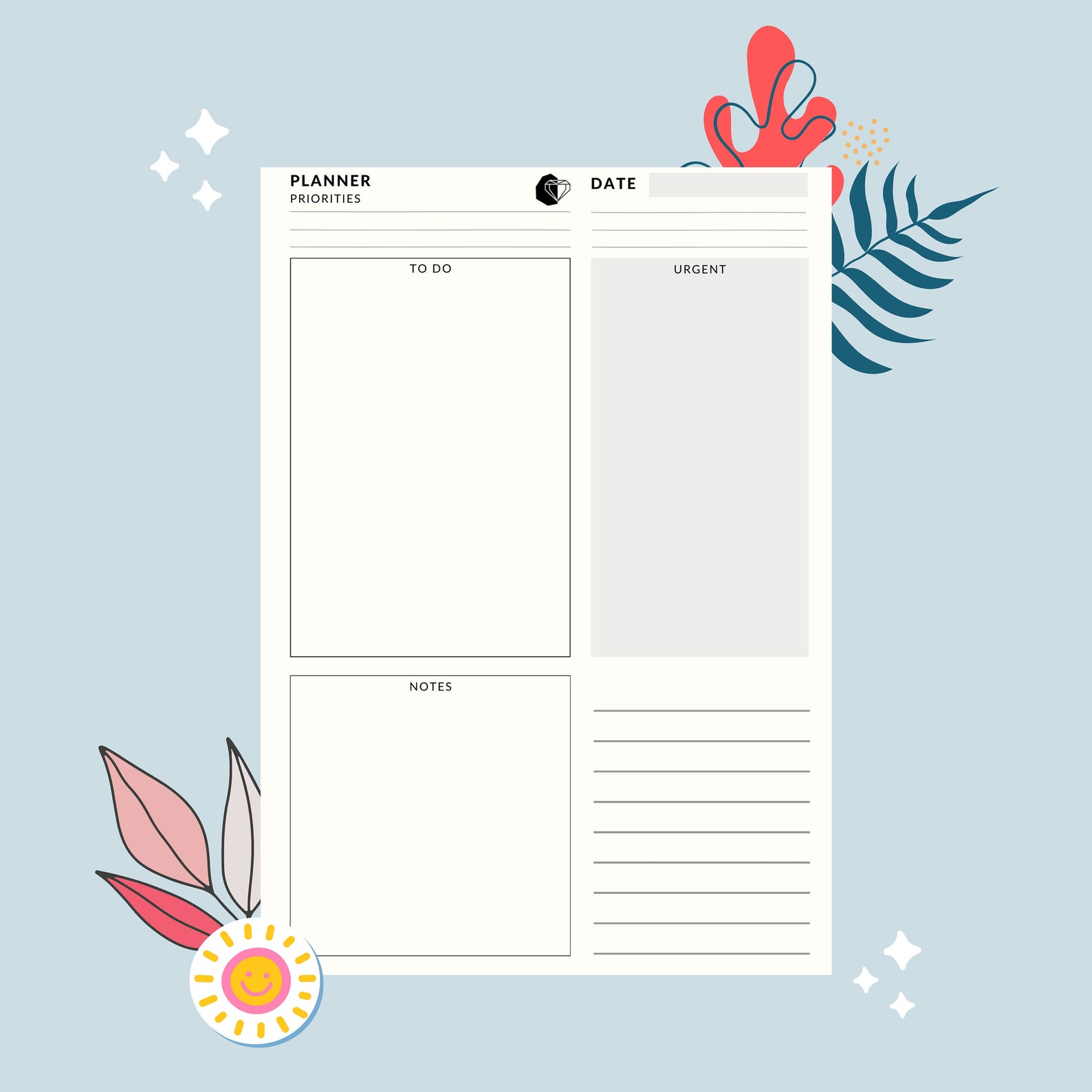 Printable Planner Set Simple, Colorful Single Page Planners Monthly ...