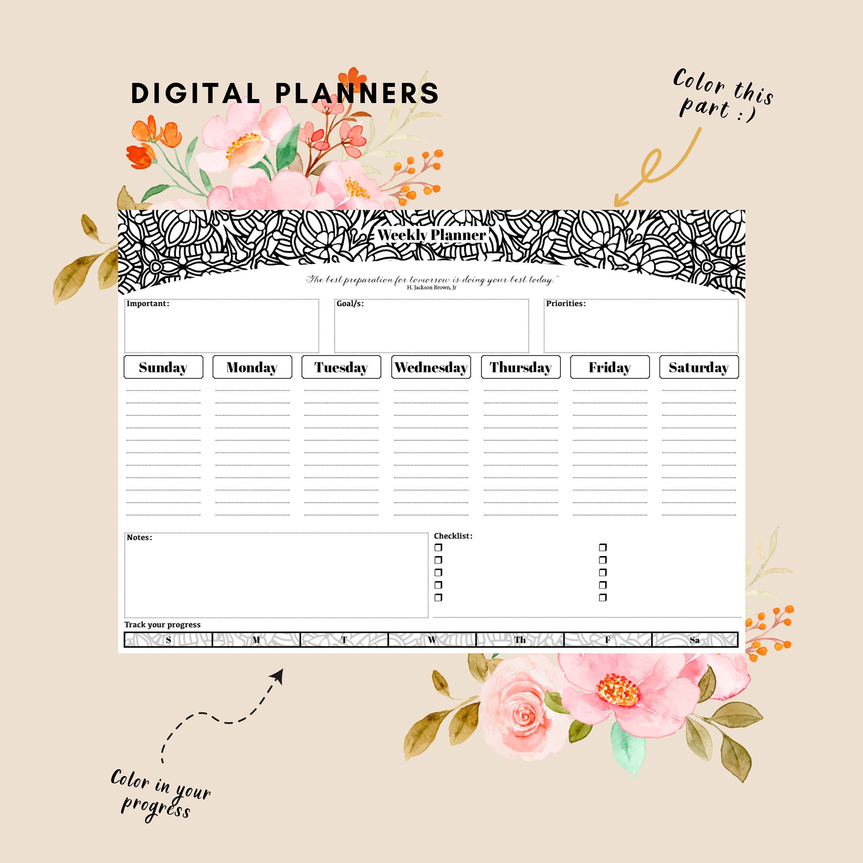 Printable Planner Set Digital File Calendars, Monthly, Weekly Planners ...