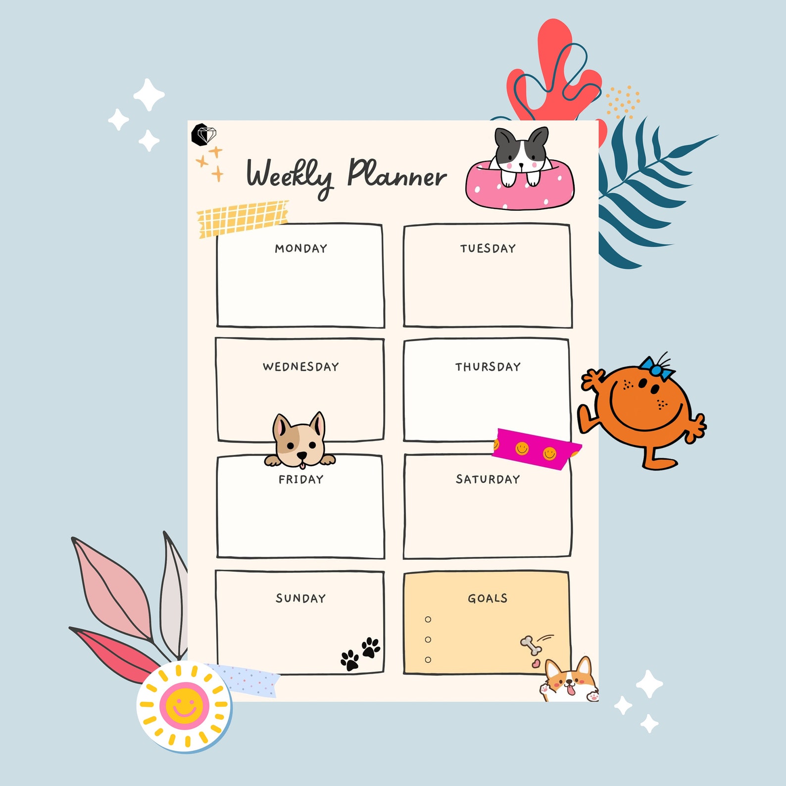 Printable Planner Set Simple, Colorful Single Page Planners Monthly ...